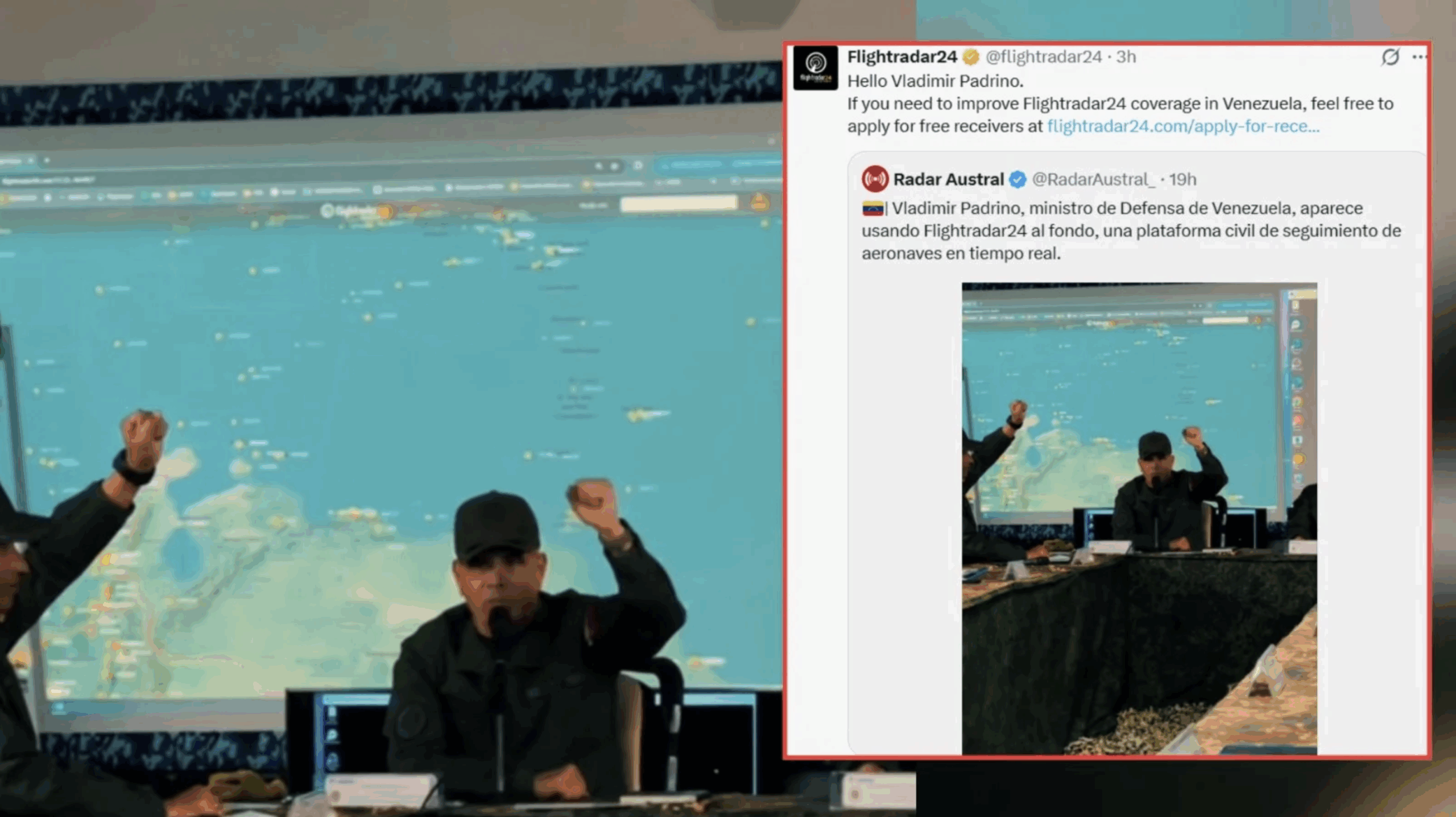 Flightradar24 ironiza con el ministro Padrino López y le ofrece ayuda ...